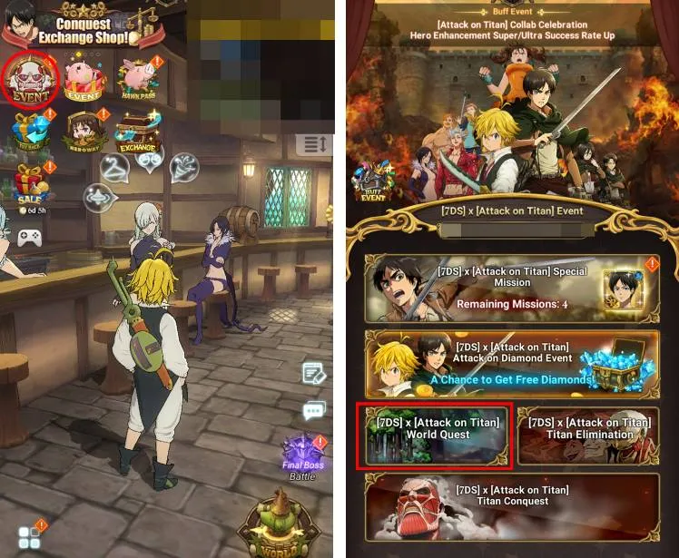 7DS x AoT Collab Events - The Seven Deadly Sins: Grand Cross | Global ...